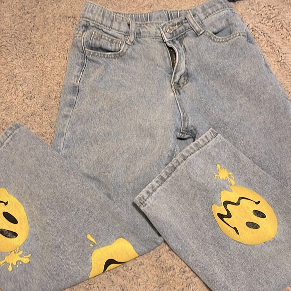 SHEIN | Bottoms | Wide Leg Smiley Face Jeans | Poshmark